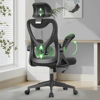 Buy Office Chair Ergonomic Desk with Lumbar Support Headrest Adjustable ...